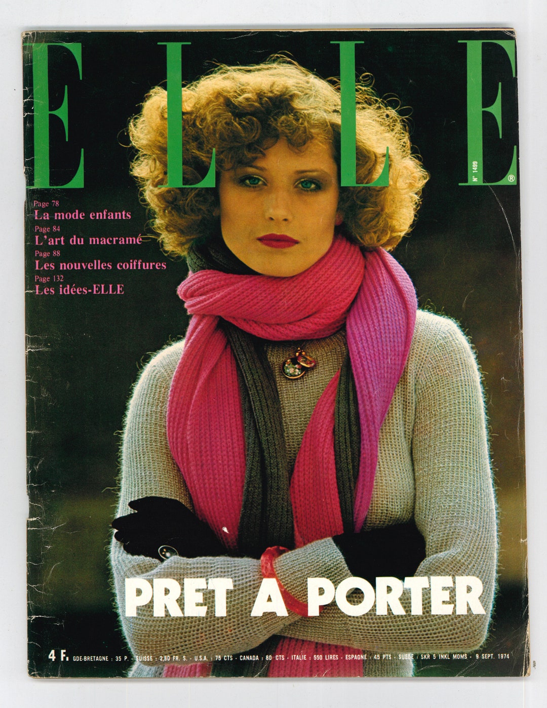 Elle Sept 9 1974 French Edition Vintage Magazine 50th - Etsy