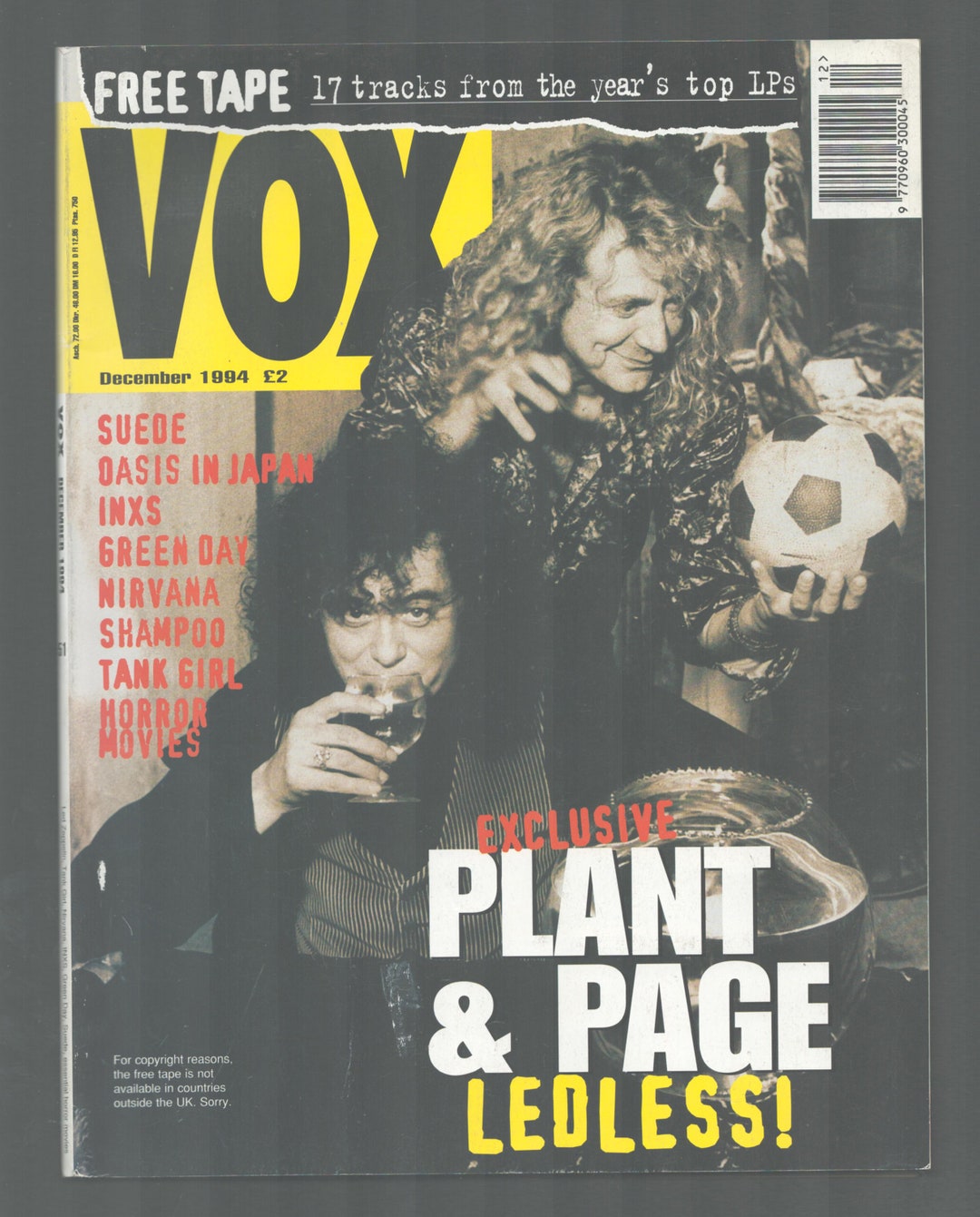 Vox Dec 1994 British Music Magazine. 30th - Etsy