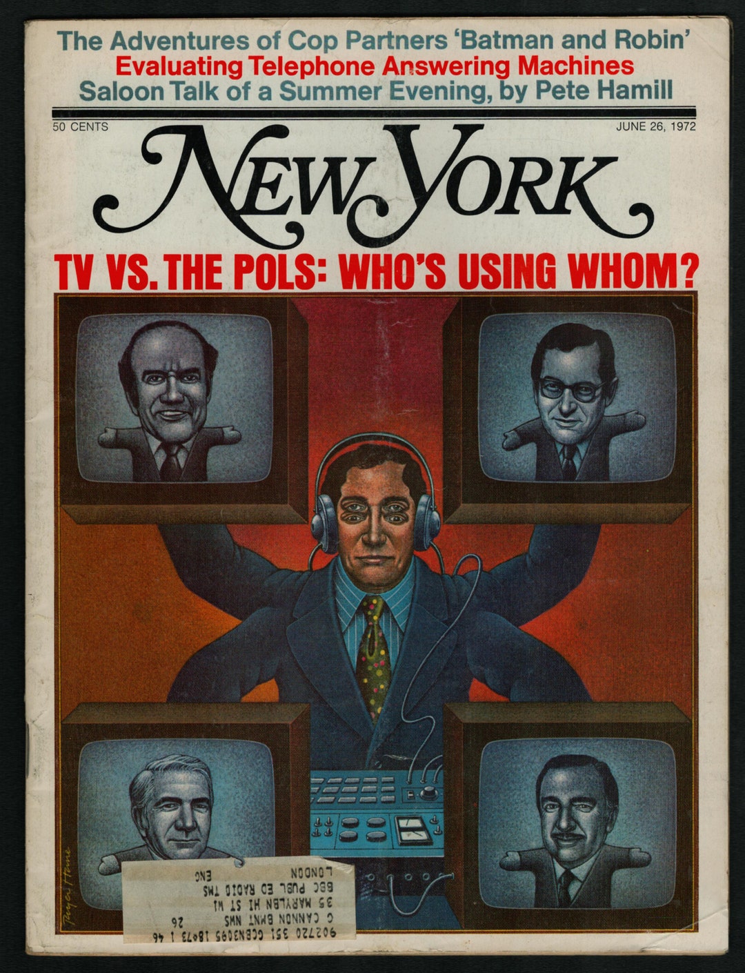 New York June 26 1972 Vintage Magazine TV Vs the Pols - Etsy