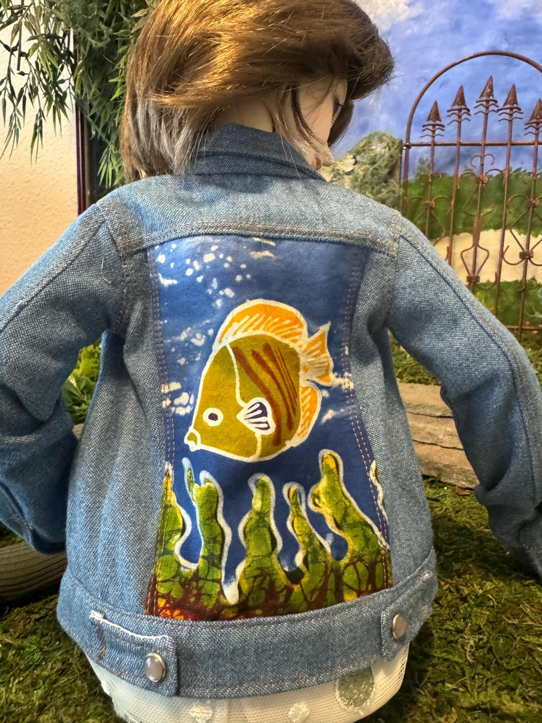 Denim Jacket With Fish Batik Panel - Etsy