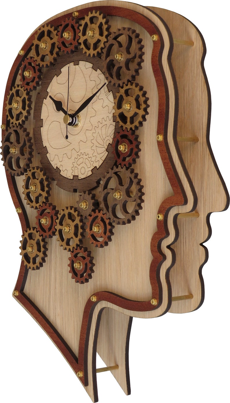 Brain Gears Wooden Clock Head Clock Gears Clock Brain | Etsy