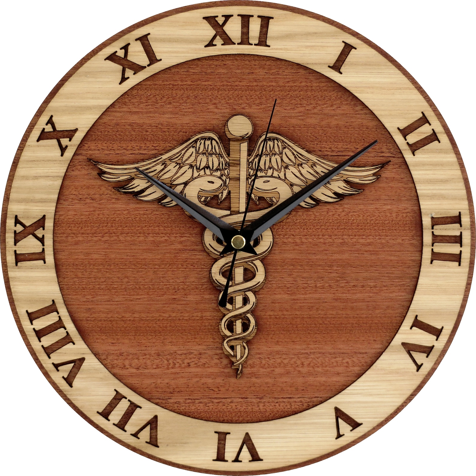 Caduceus Clock in Wood / Medical Clock | Etsy