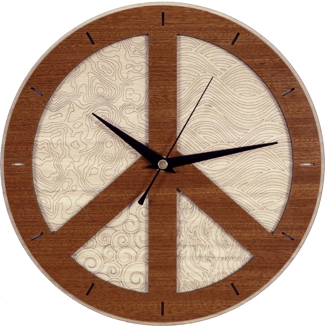 Peace Clock in Wood - Etsy
