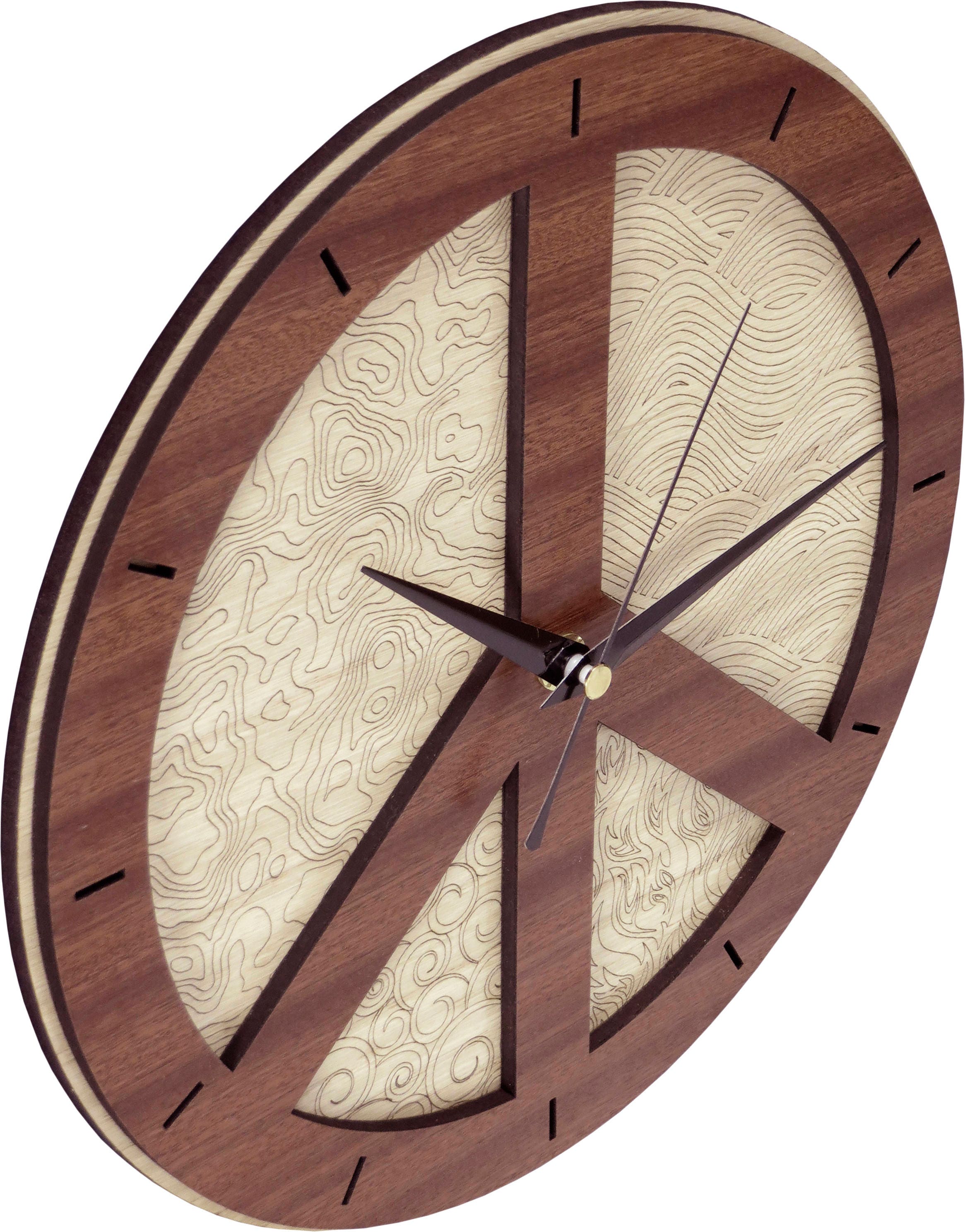 Peace Clock in Wood - Etsy