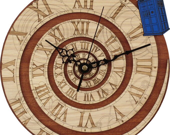 Doctor Who Clock in Wood - Time Vortex Clock, Inspired by Doctor Who - Etsy