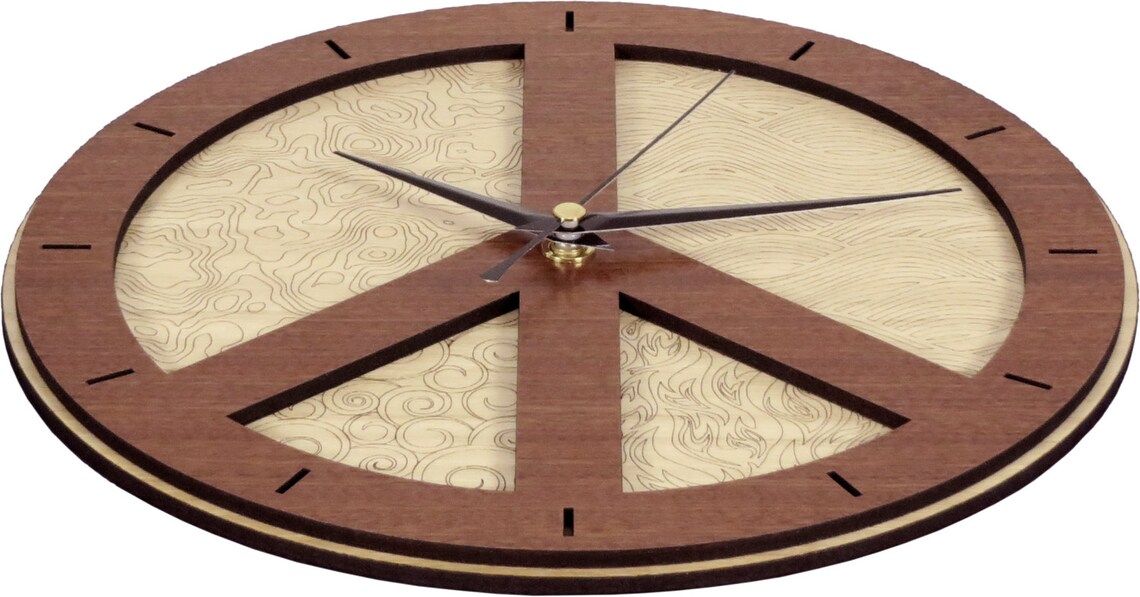 Peace Clock in Wood - Etsy