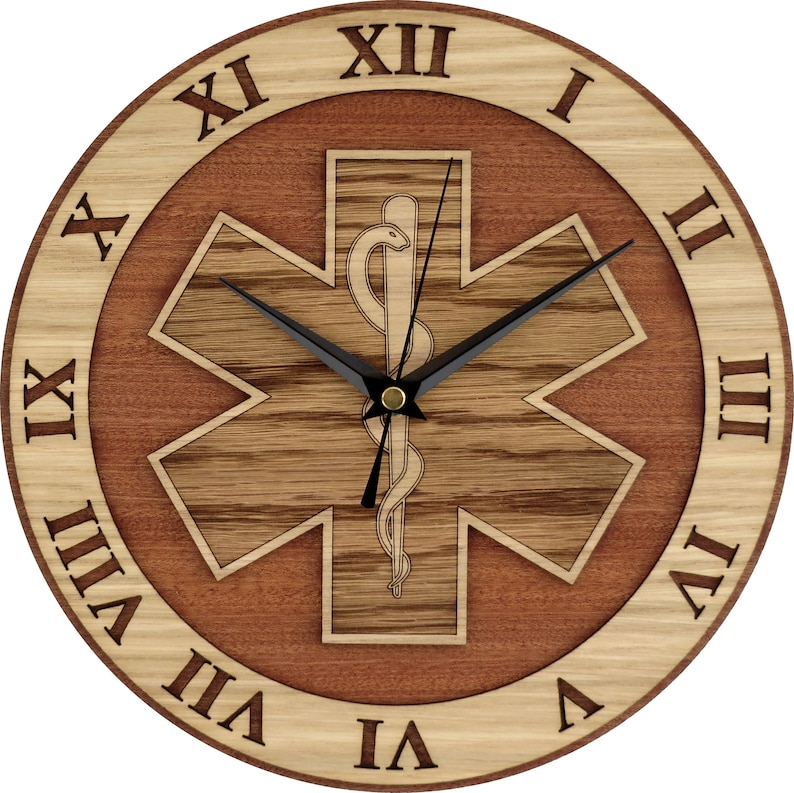 Rod of Asclepius Clock in Wood / Medical Clock / Paramedic - Etsy