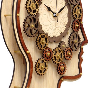 Brain Gears Wooden Clock - Head Clock - Gears Clock - Brain Clock - 17 ...