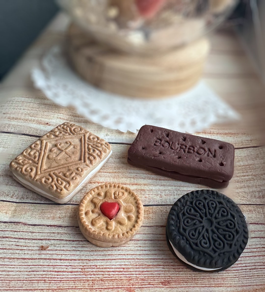 Biscuit Magnets , Miniature Food Jewellery , Polymer Clay Keyring ...