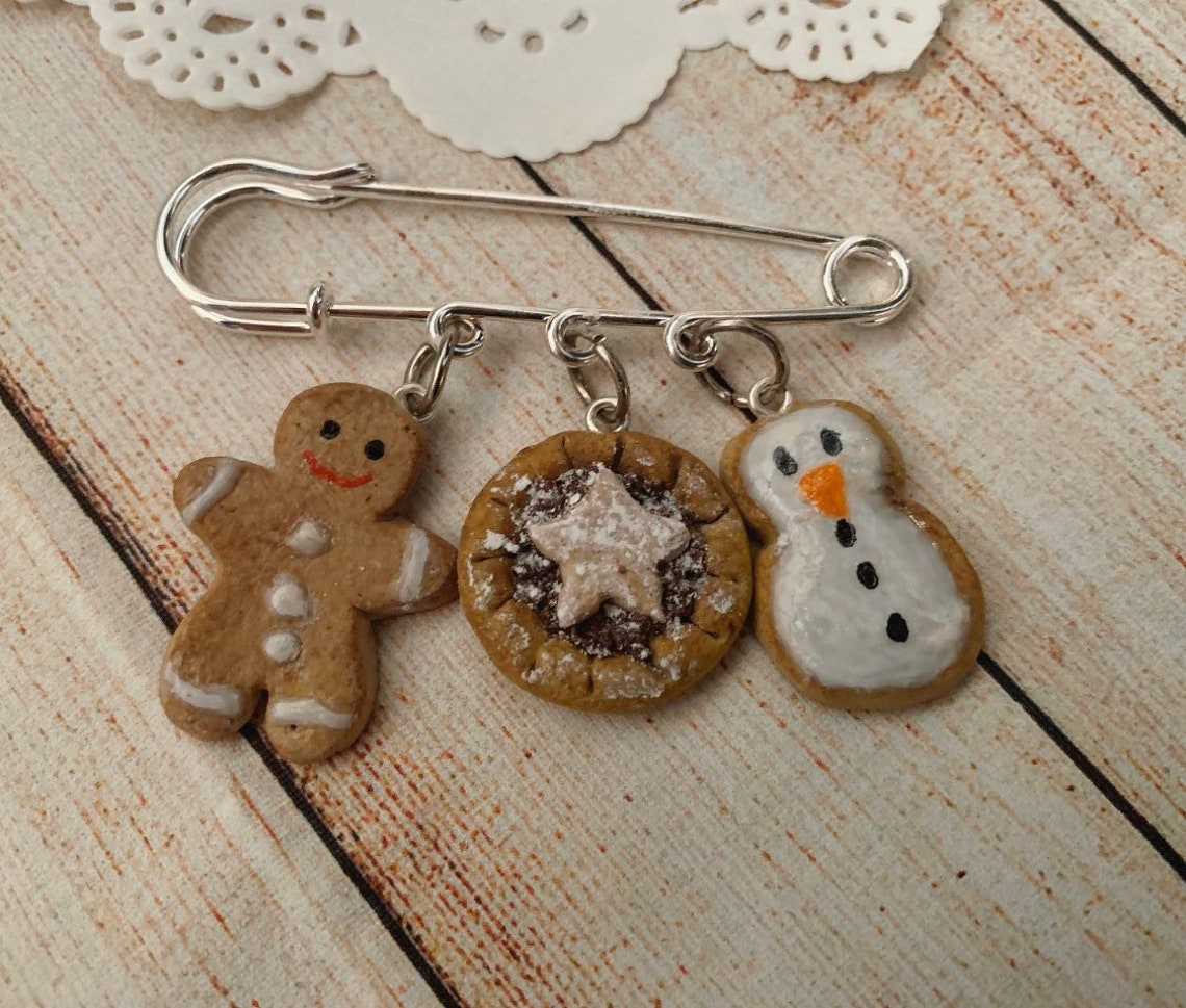 Christmas Pin With Charms Mince Pie Gingerbread Sugar - Etsy