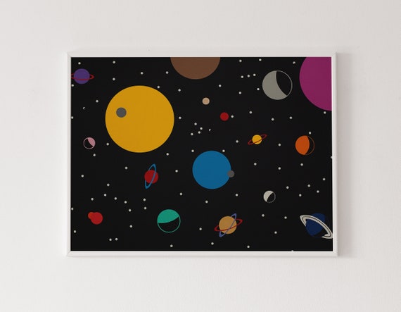 Outer Space Poster Space Illustration Solar System Print - Etsy