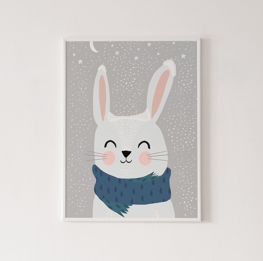 Rabbit Print, Cute Kid's Poster, Bunny Rabbit Poster, Nursery Decor ...
