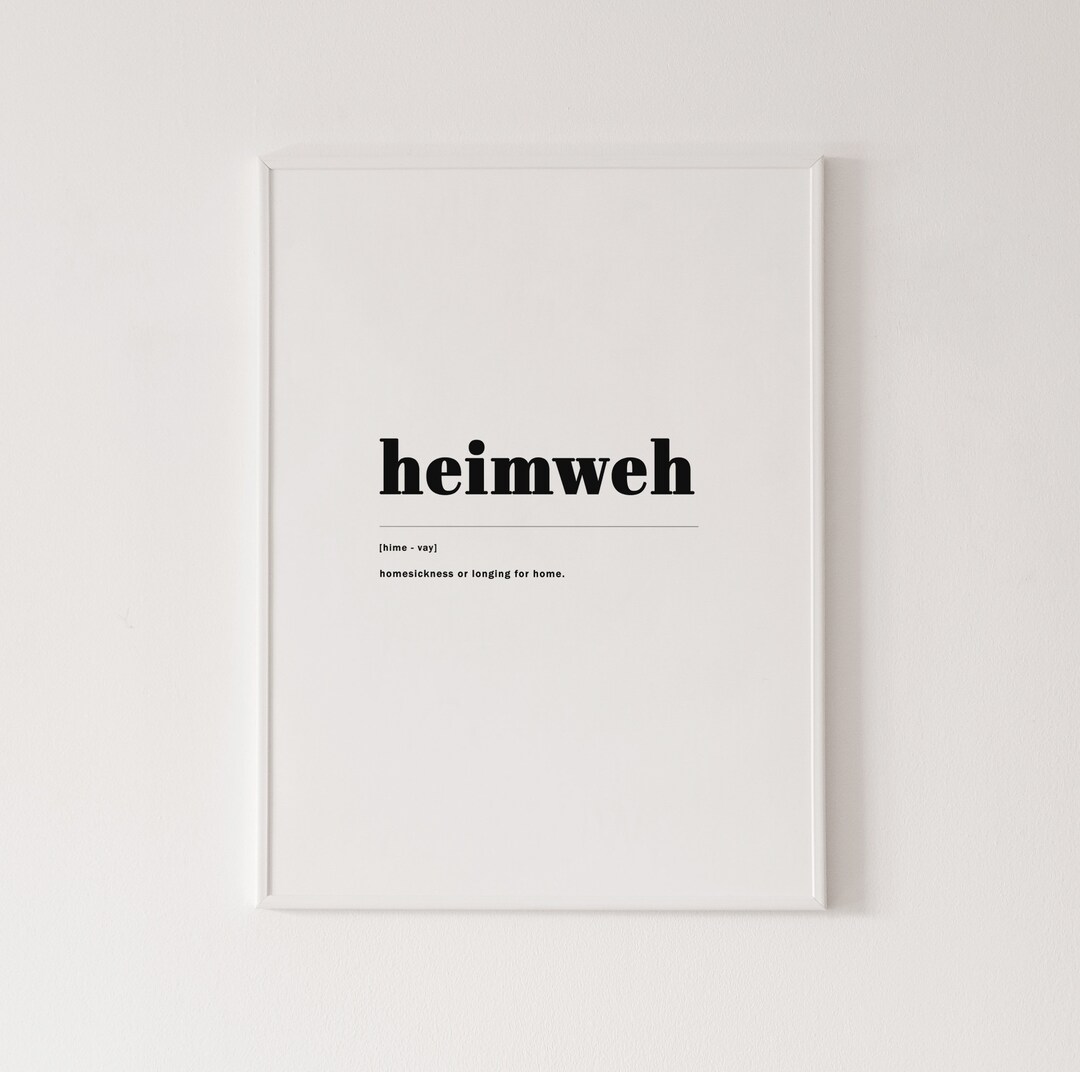 Heimweh Poster, Homesick Definition Print, German Translation, Modern ...