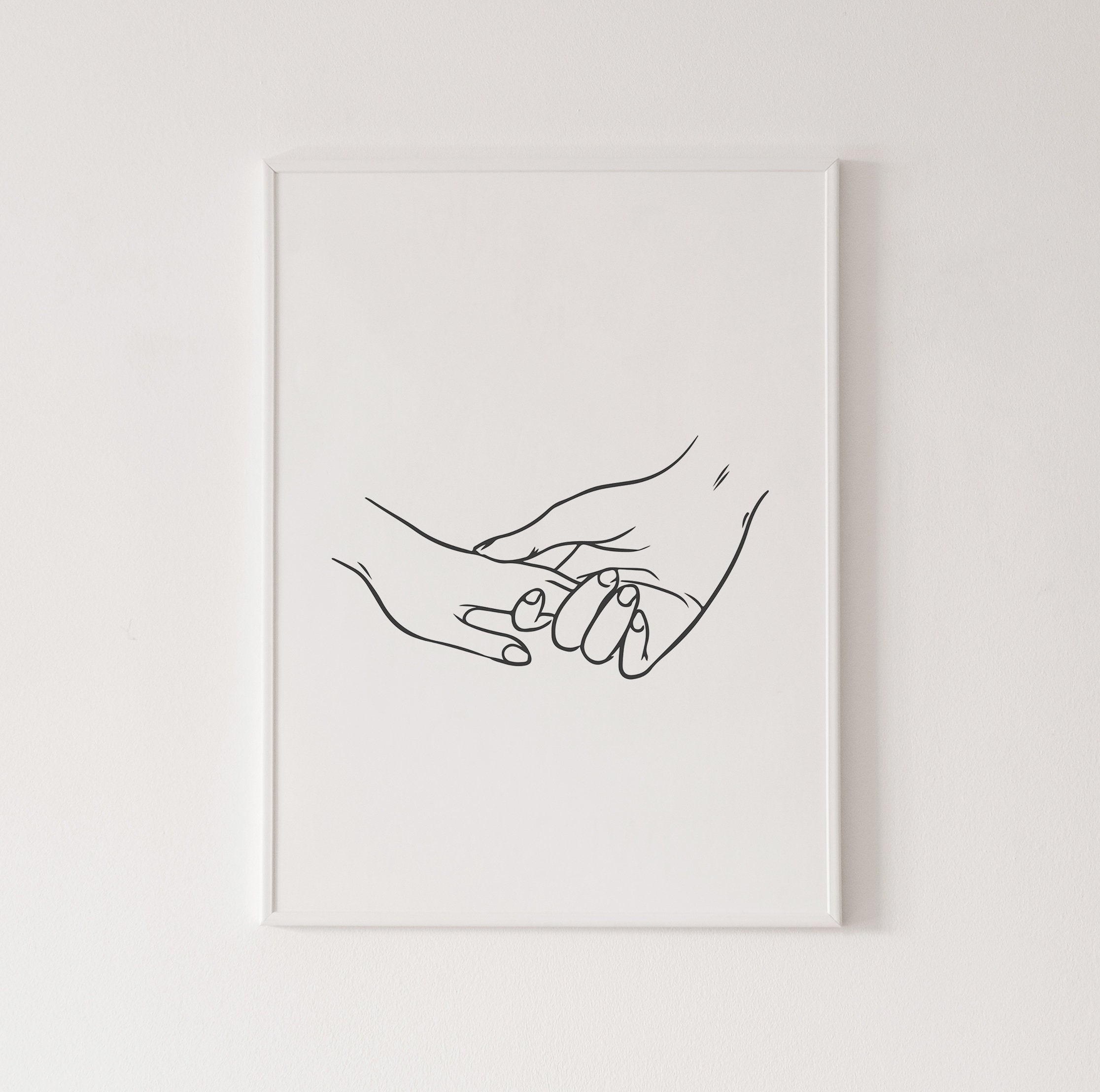Hand Holding Line Art Print, Hands Illustration, High Quality Line ...
