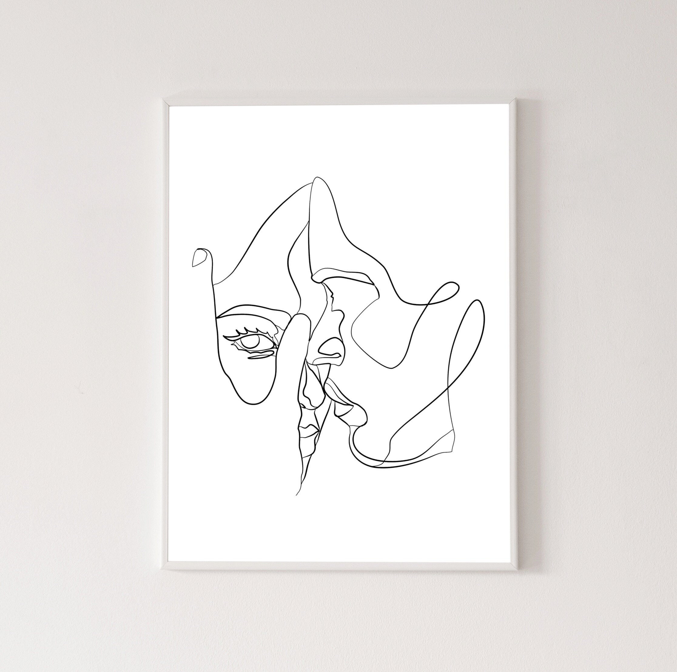 Couple intimacy line art poster high quality print home | Etsy