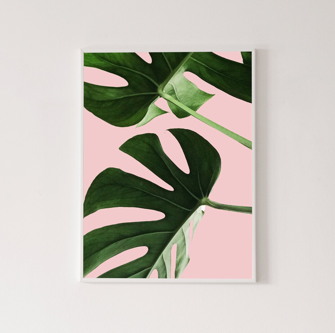 Pink Monstera Leaves Poster, High Quality Print, Home Decor, Wall Art ...