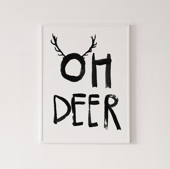 Oh Deer Print Cute Kid's Poster Nursery Decor Kid's | Etsy