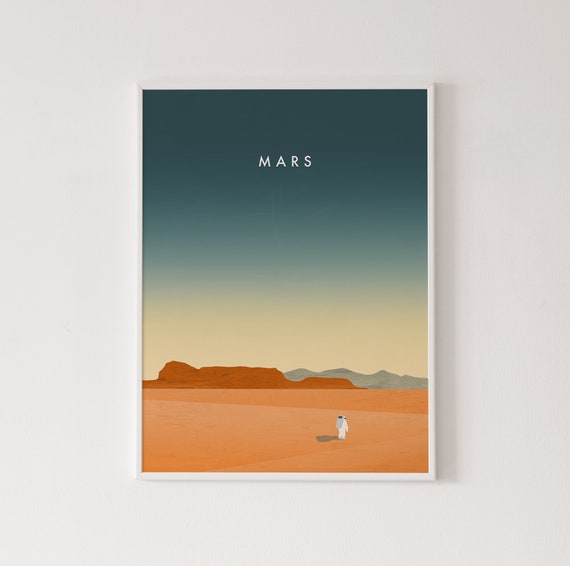 Mars Illustration Mars Poster Space Print Mars Print Red - Etsy