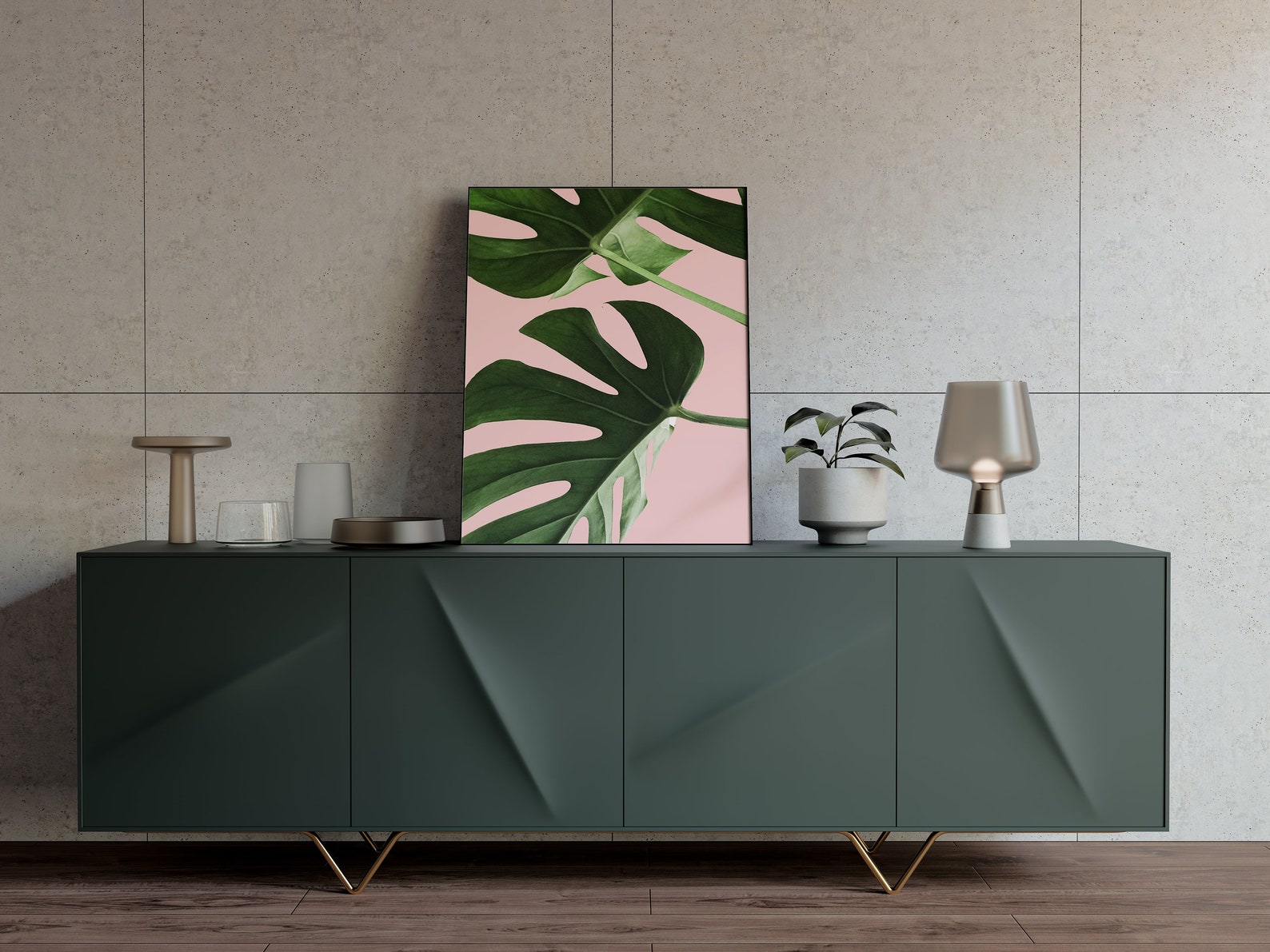 Pink Monstera Leaves Poster High Quality Print Home Decor | Etsy