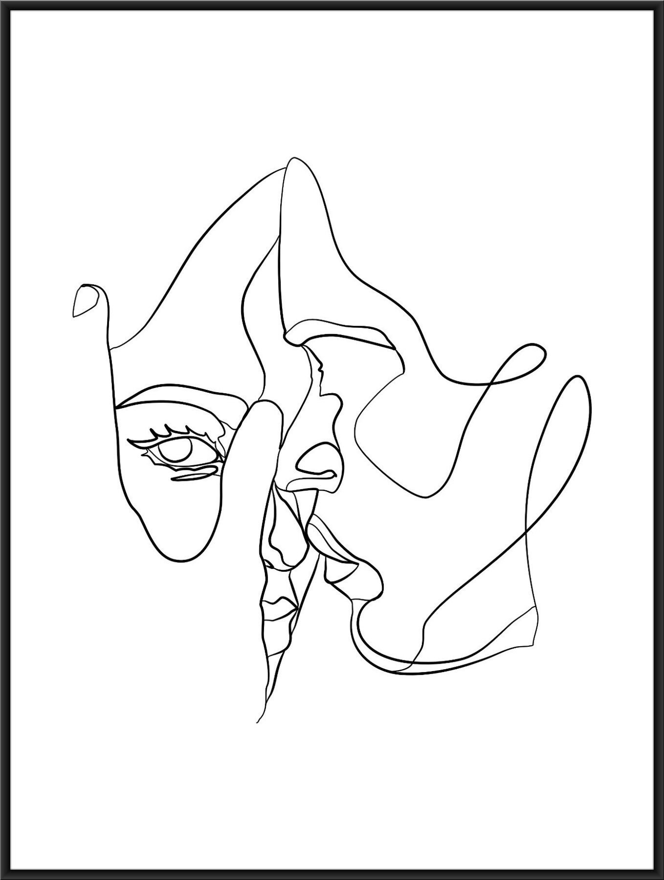 Couple Intimacy Line Art Poster High Quality Print Home Etsy