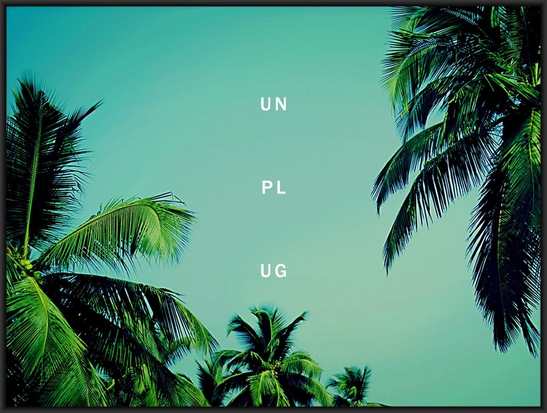 Unplug poster green palm trees nature photography summer | Etsy