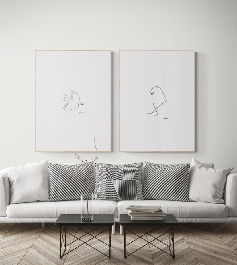 Picasso Sparrow Poster Pablo Picasso Bird Line Drawing | Etsy