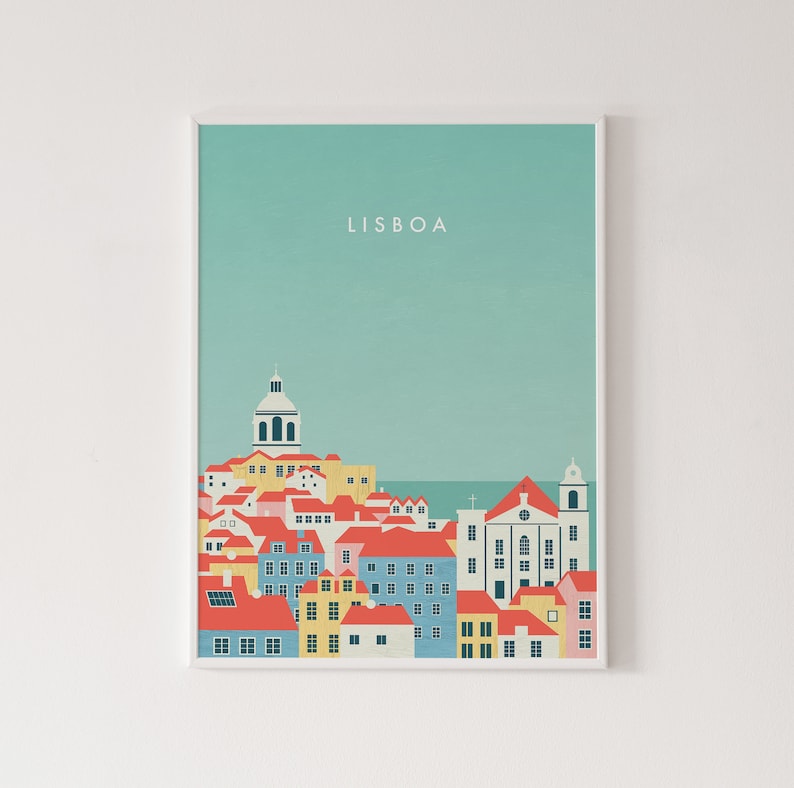 Lisboa Illustration, Lisbon Poster, Portugal Print, Lisboa City Print ...