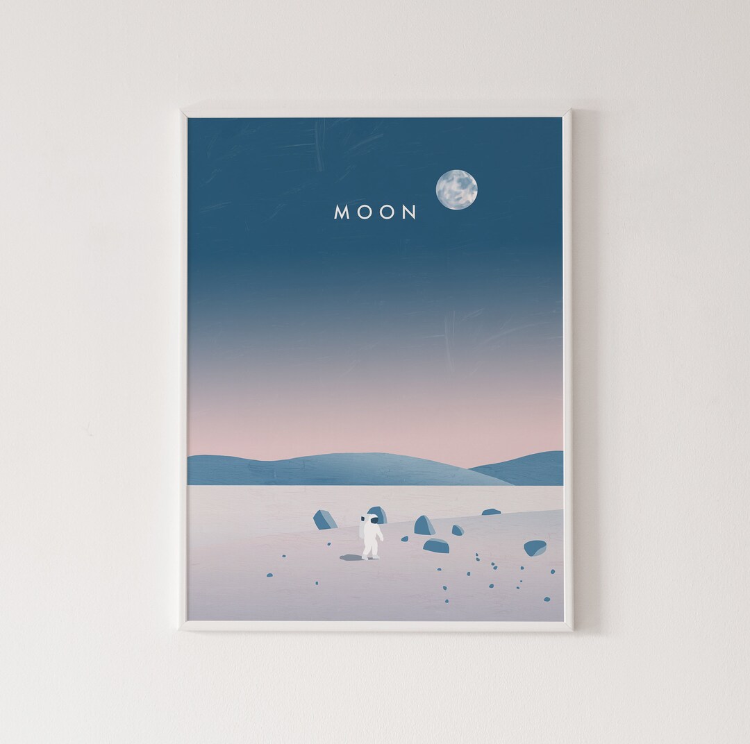 Moon Illustration, Moon Poster, Space Print, Moon Print, Solar System ...