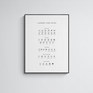 Laundry Care Guide, Laundry Icon Poster, Laundry How to Print, Laundry ...