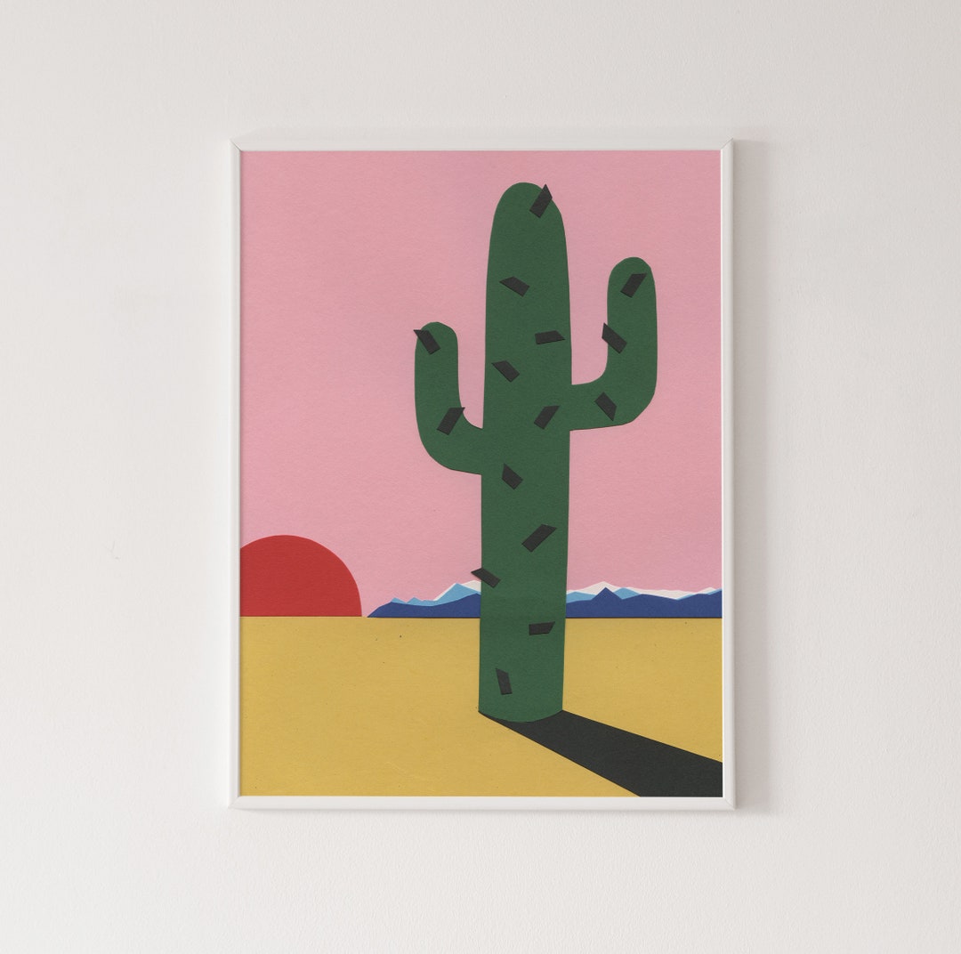Sierra Nevada Poster, Abstract Desert Print, Cactus Wall Art, Desert ...