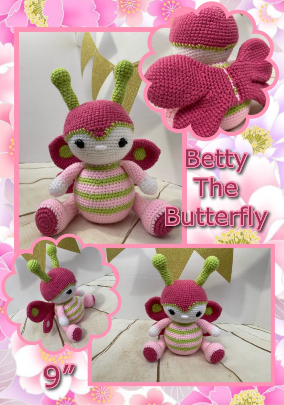 Papillon fait main au crochet. Beau papillon amigurumi. Petite fille ...