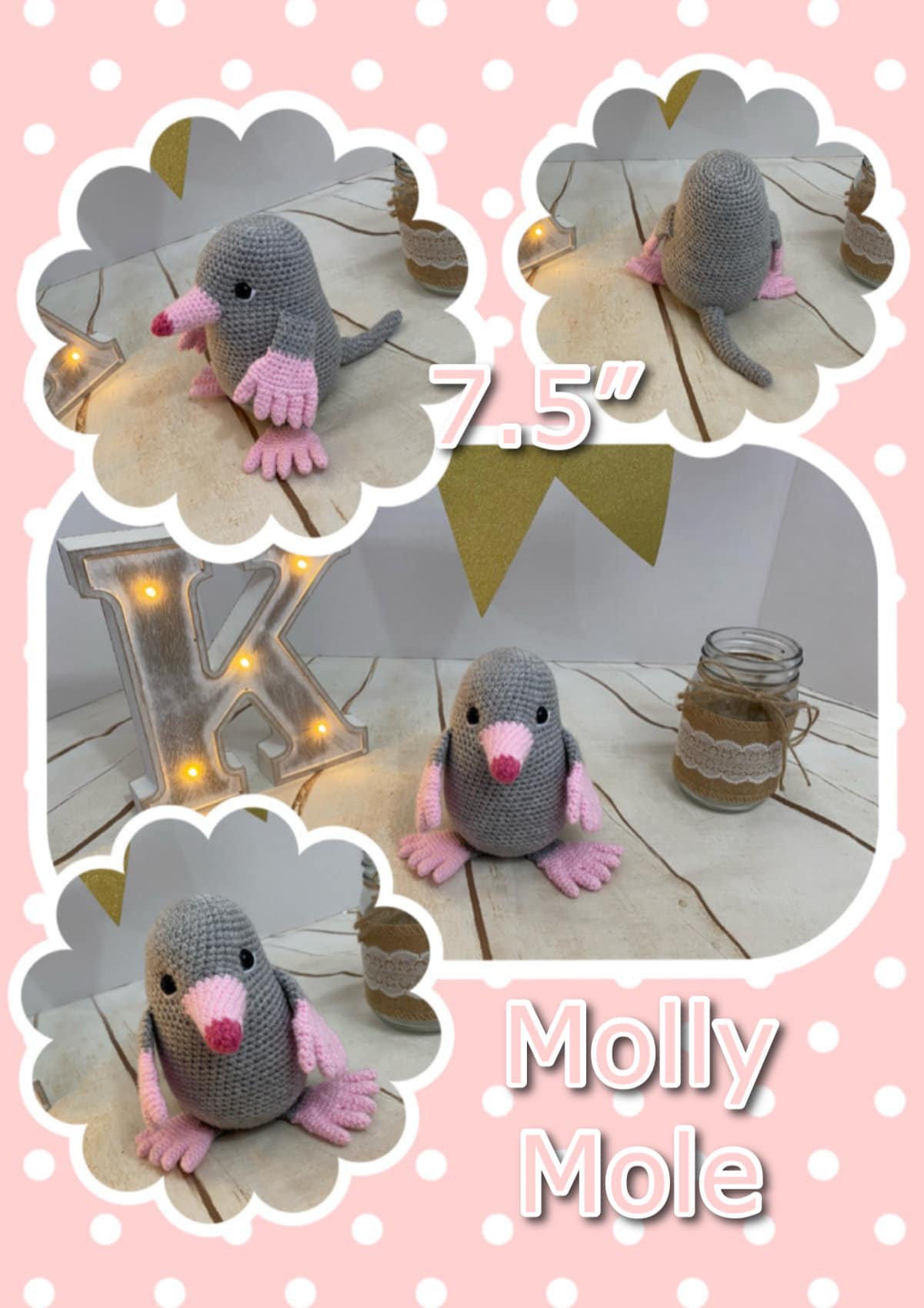 Handmade Crochet Molly Mole. Mole Stuffed Animal. Handmade Gift ...