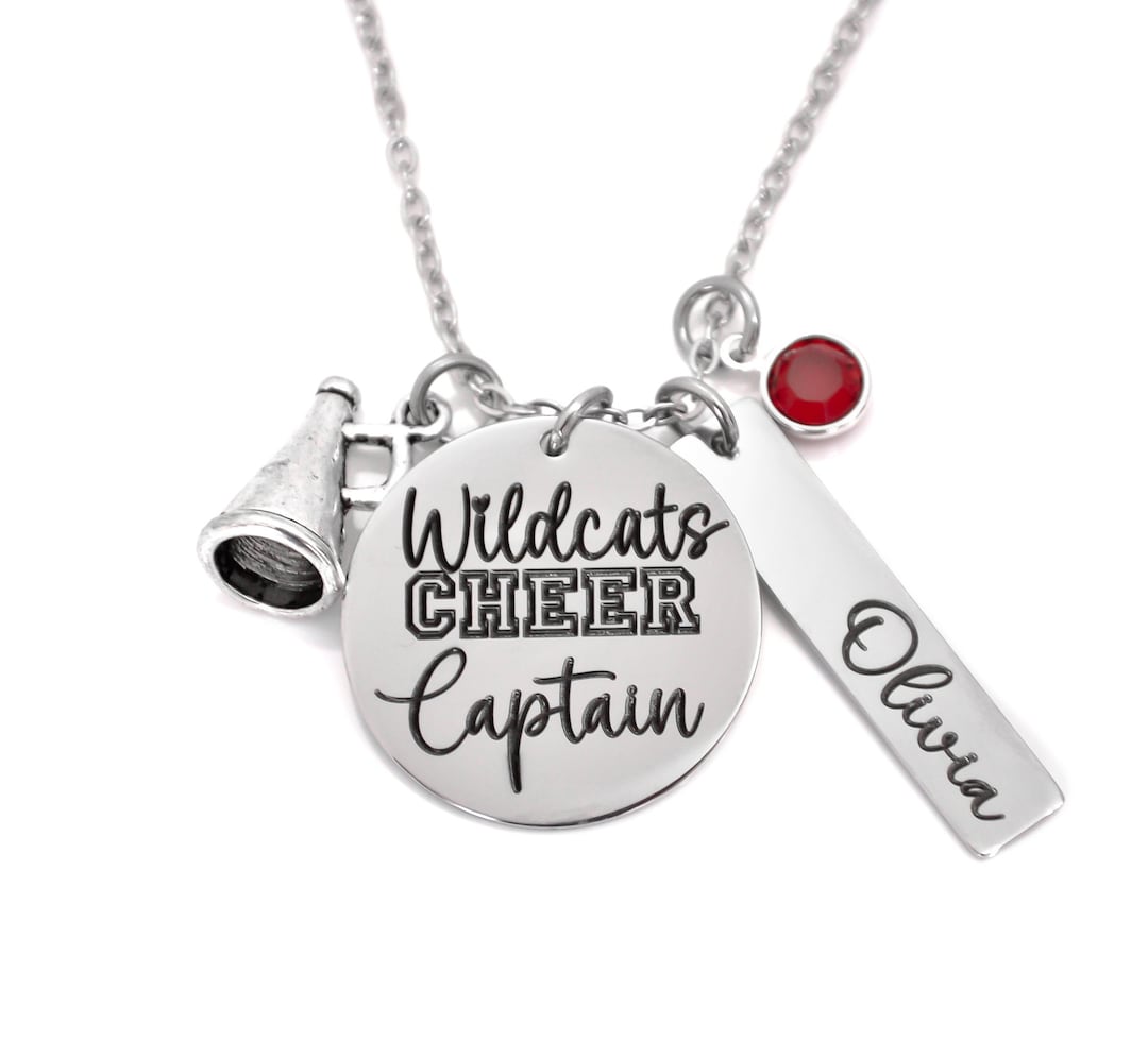 Custom Cheer Captain Necklace With Custom Name and Crystal! You ...
