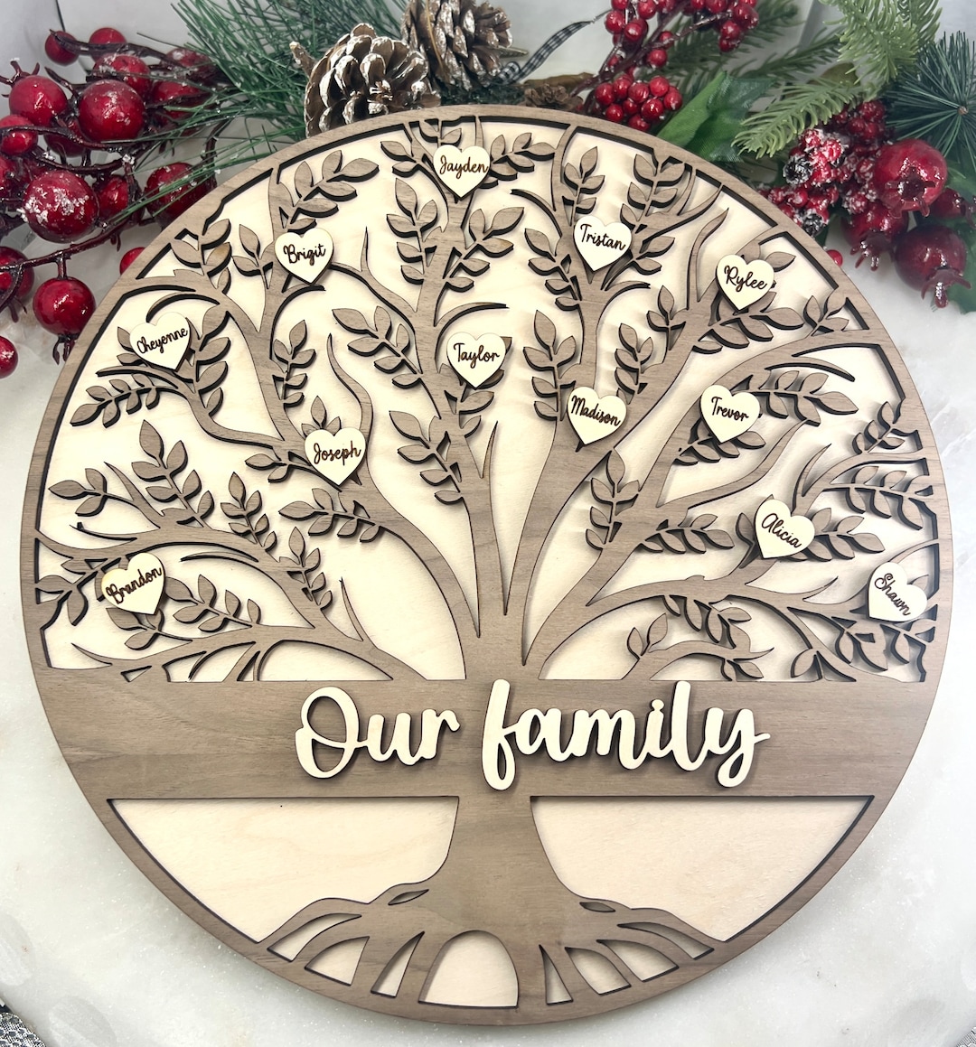 Family Tree Wood Sign, Personalized Family Tree, Gift for Grandparents ...