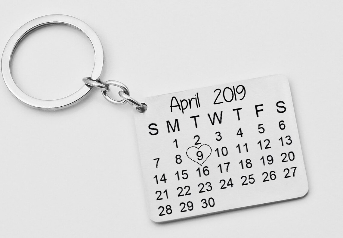 Personalized Calendar Keychain Engraved Calendar Key Chain - Etsy