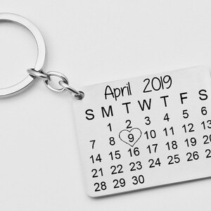 Personalized Calendar Keychain, Engraved Calendar Key Chain, Signature ...