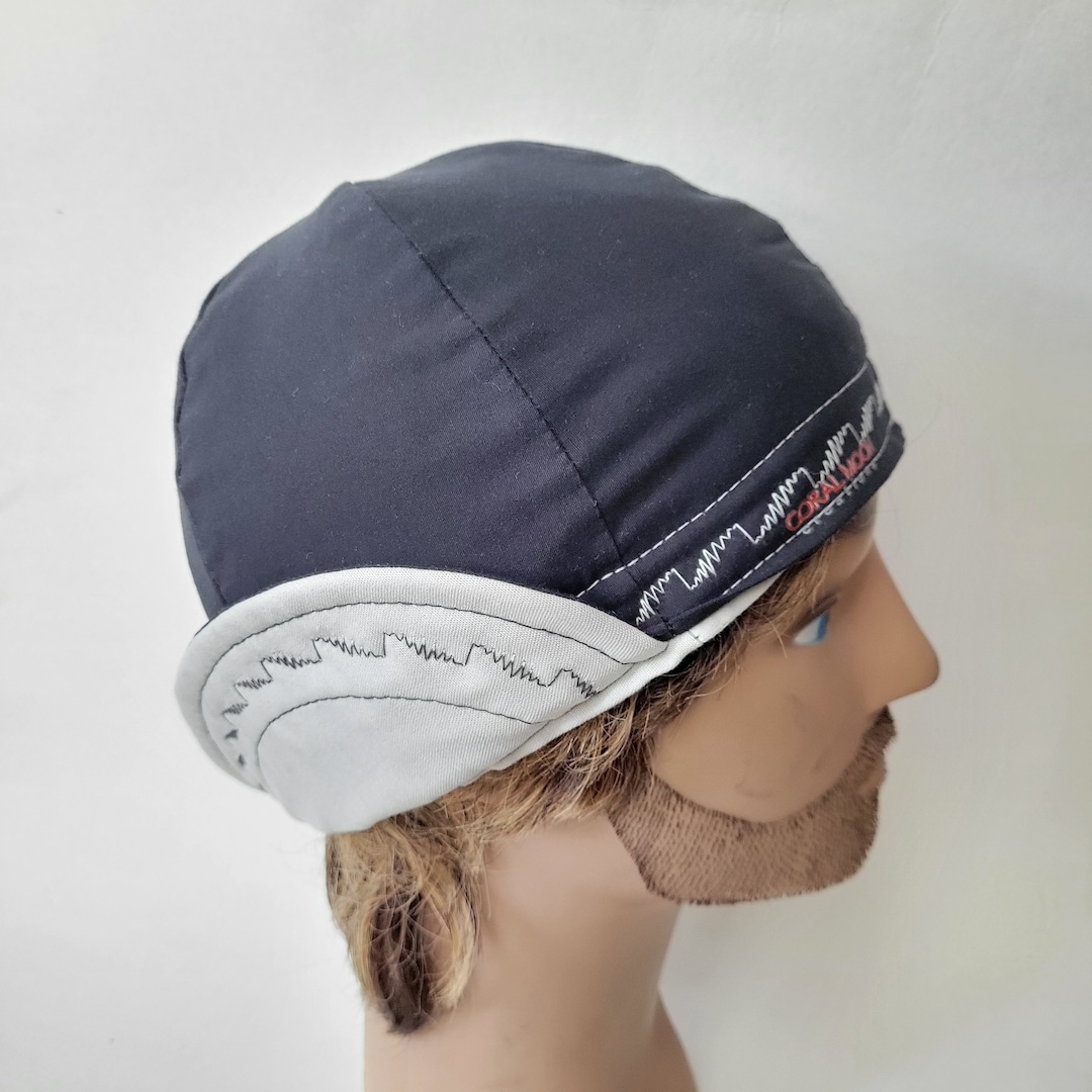 Black and Gray Reversible Custom Cotton Welding Cap Welders Beanie Hat ...
