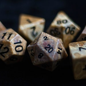 Coral Fossil Gemstone Polyhedral Dice Set: Hand Carved With Quality ...