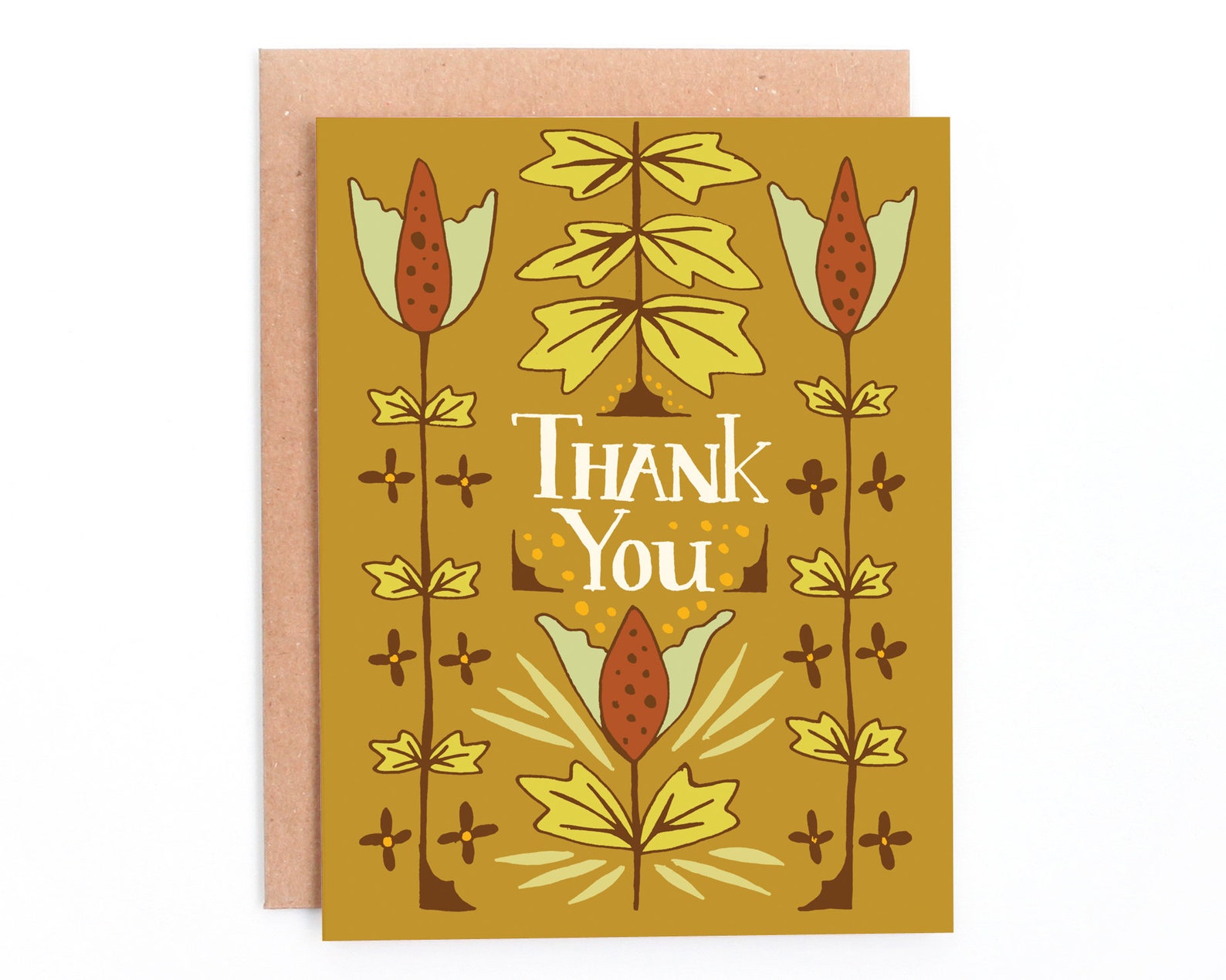 Floral Folk Art Thank You Thank You Tall Folk Flowers - Etsy