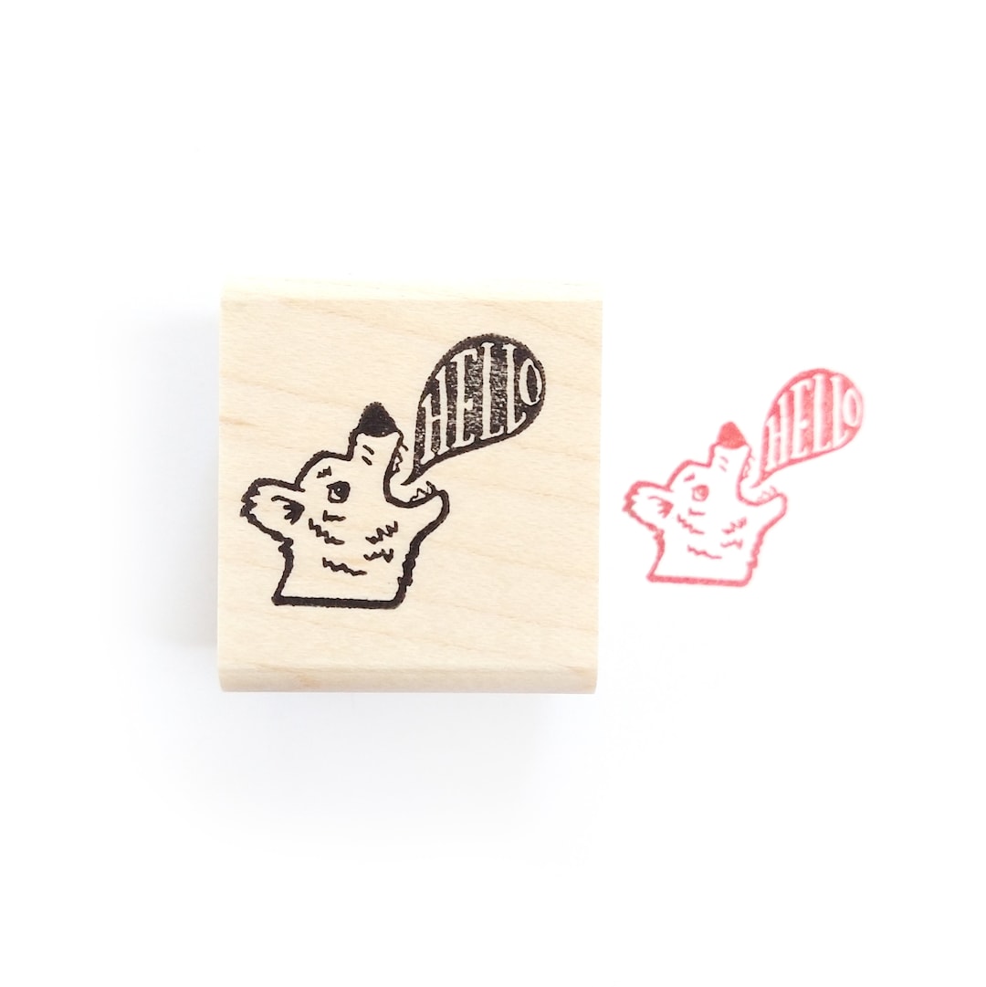 Hello Bear Rubber Stamp, Talking Bear Animal Stamp, Animal Rubber Stamp ...