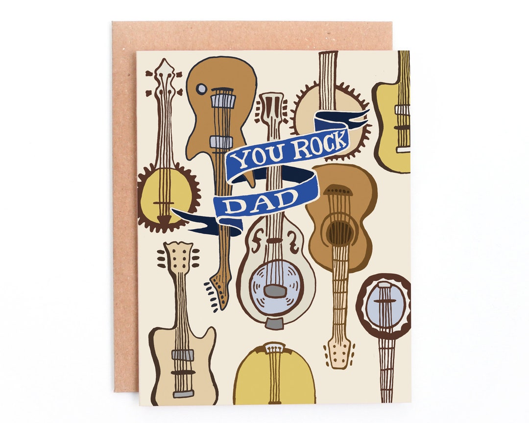 You Rock Dad, Guitar Fathers Day Card, Musician Fathers Day Card - Etsy