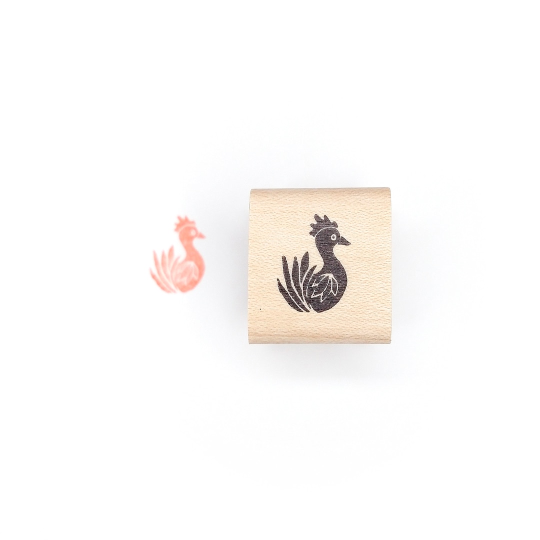 Folk Art Chicken Rubber Stamp, Rooster Mini Stamp - Etsy
