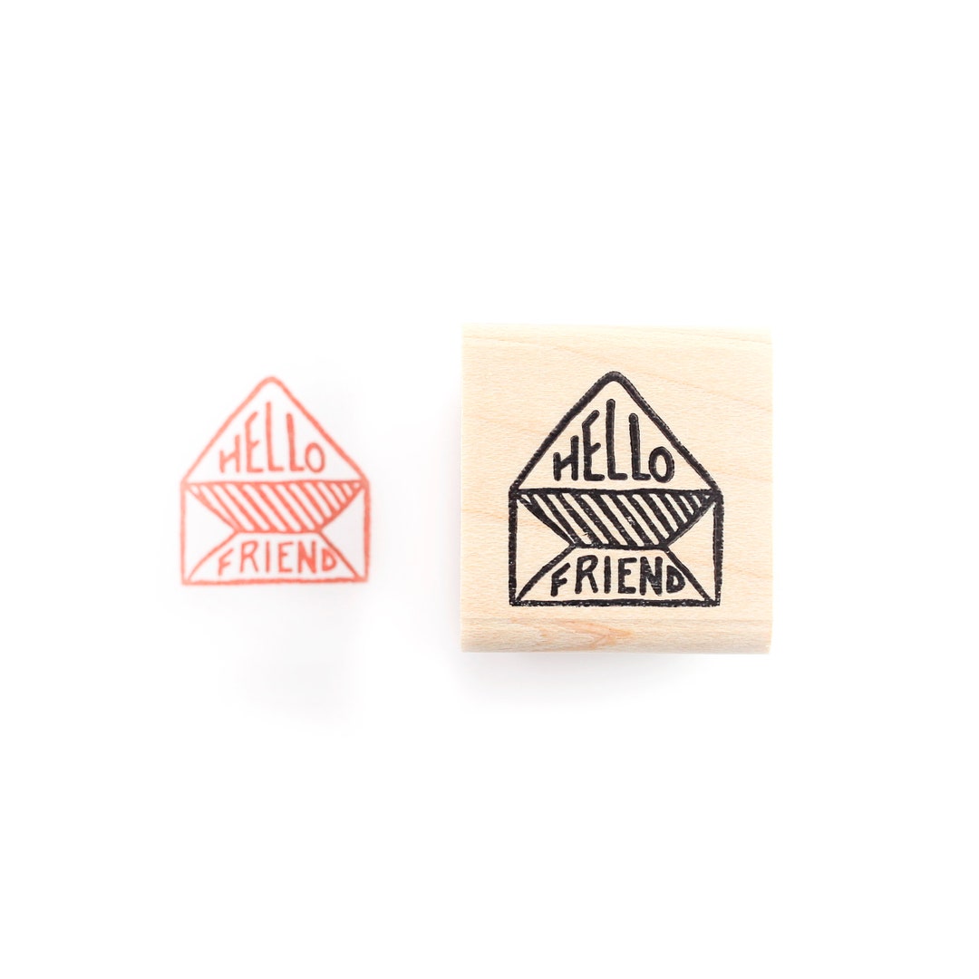 Hello Friend Rubber Stamp, Pen Pal Stamp, Envelope Stamp - Etsy