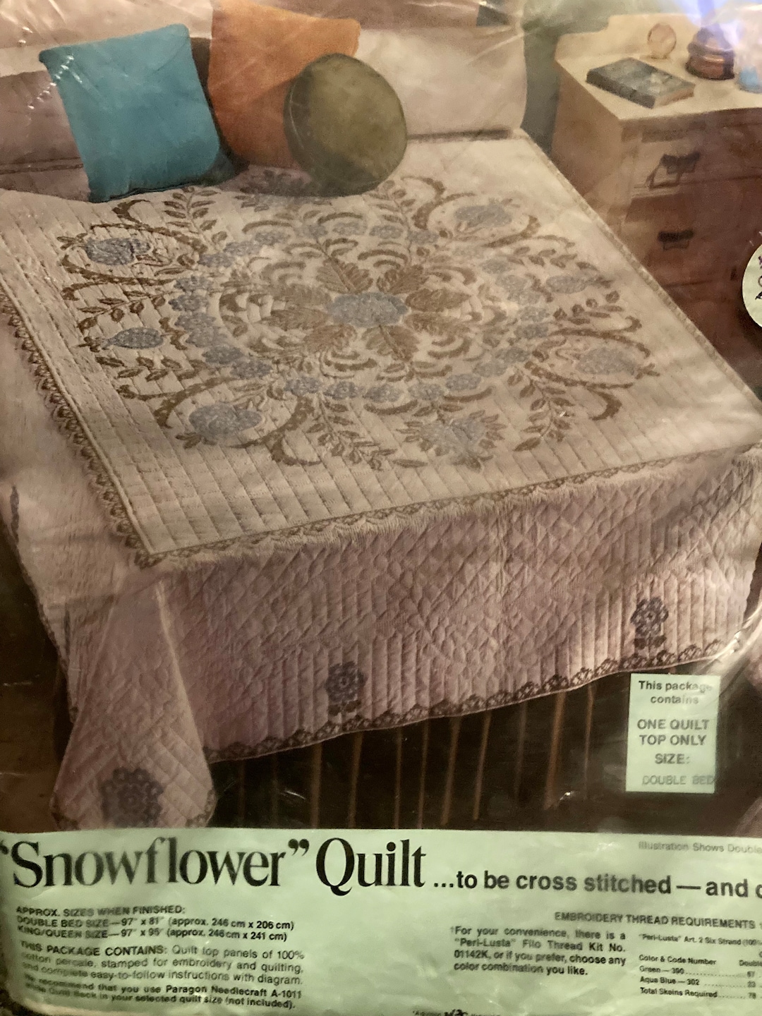 Paragon Snowflower Quilt Kit 01142 Double Bed Size Cross Stitch Floral ...