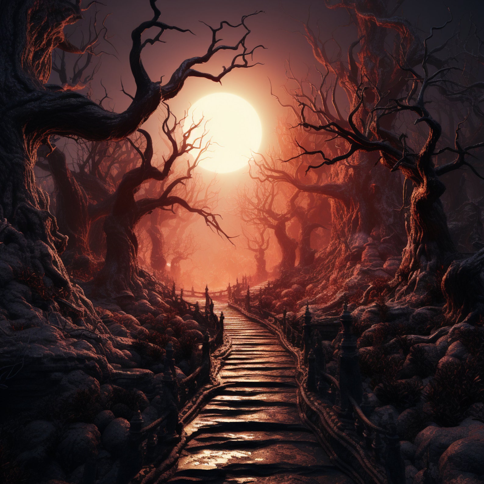 Full Moon Haunted Patchway Digital Download, Spooky Moon Art, Halloween ...