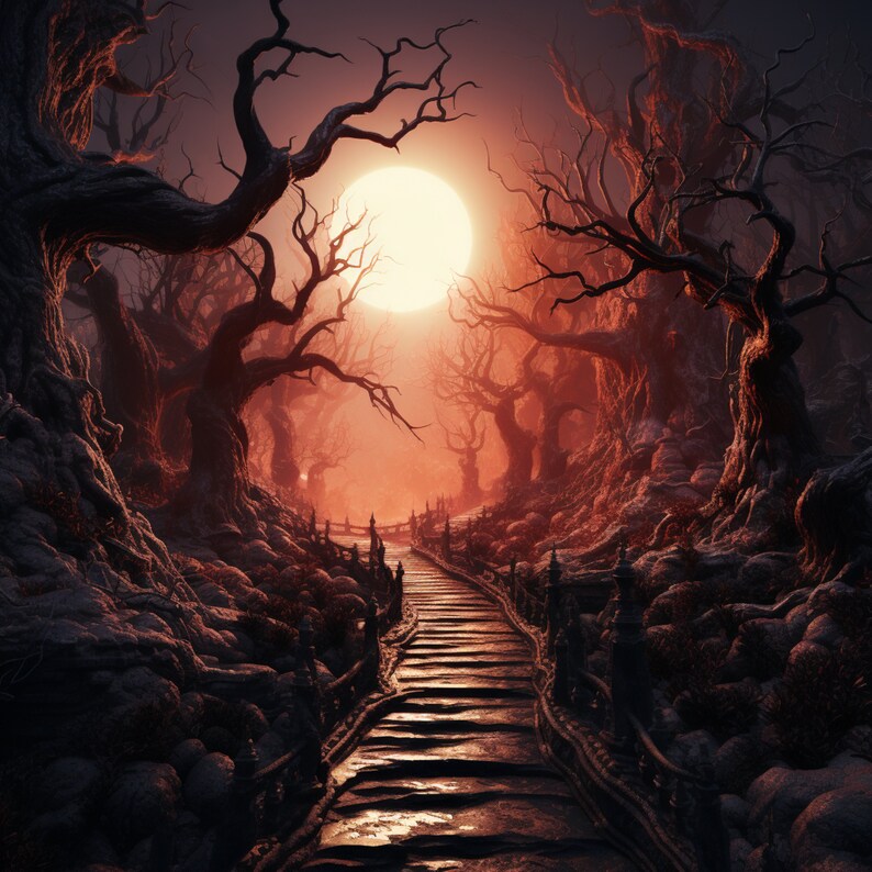 Full Moon Haunted Patchway Digital Download, Spooky Moon Art, Halloween ...