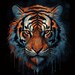 Illustrated Tiger Face Digital Art, Animal Illustration Print ...
