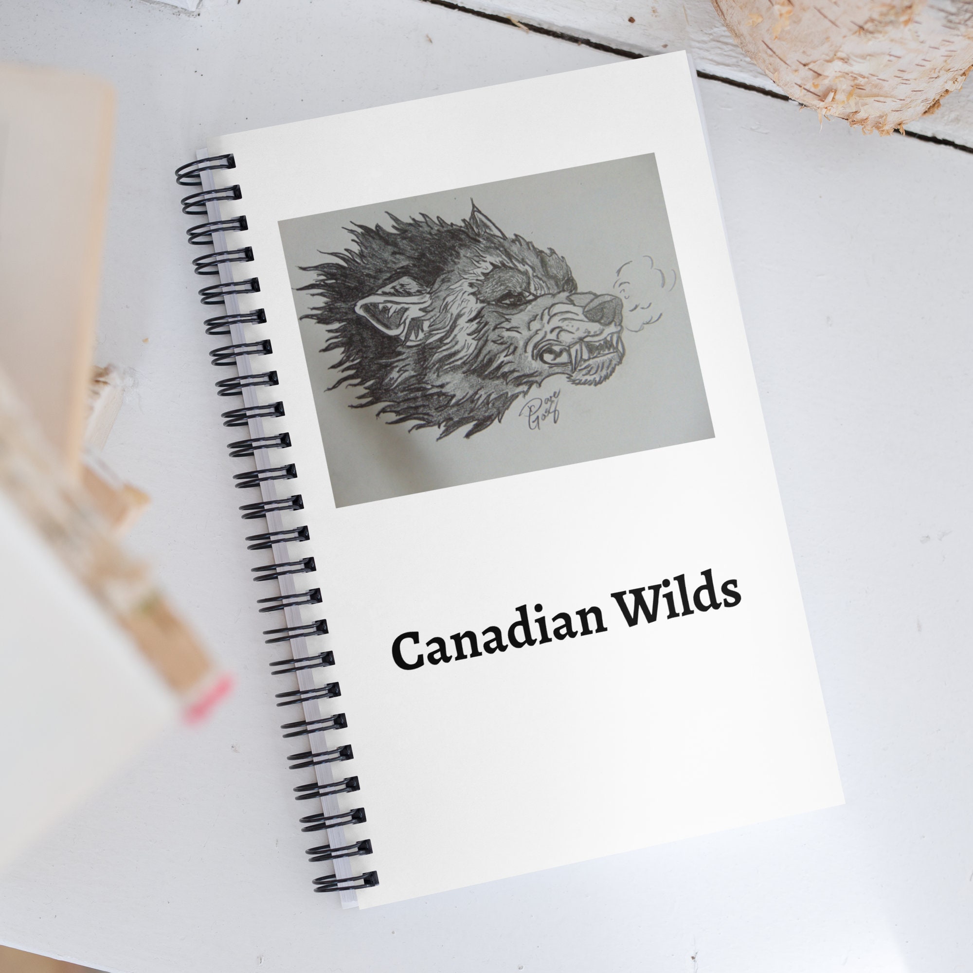 Hand Drawn Wolf Notebook, Animal Sketch Journal, Wildlife Diary, Nature ...