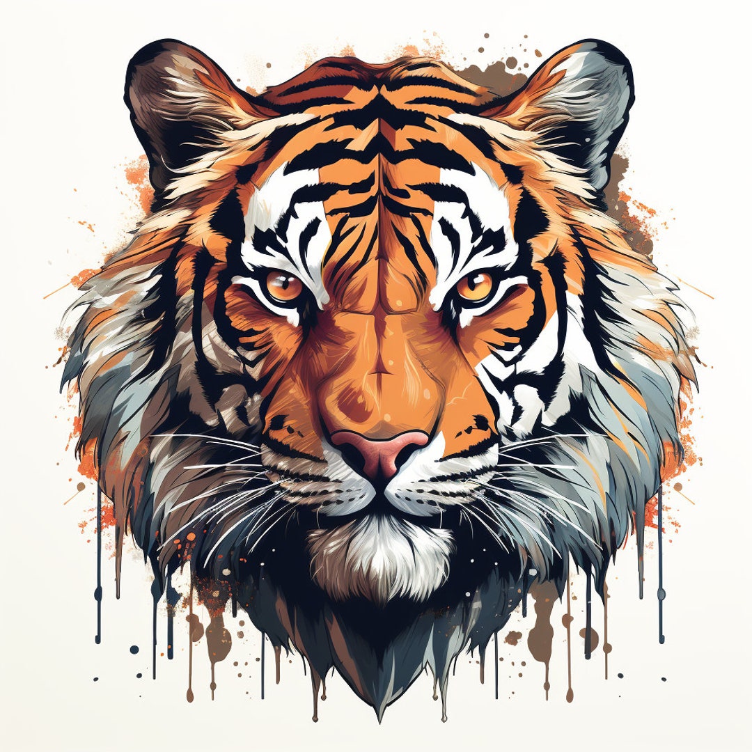 Tiger Face Illustration Digital Download, Printable Art, Wildlife Wall ...