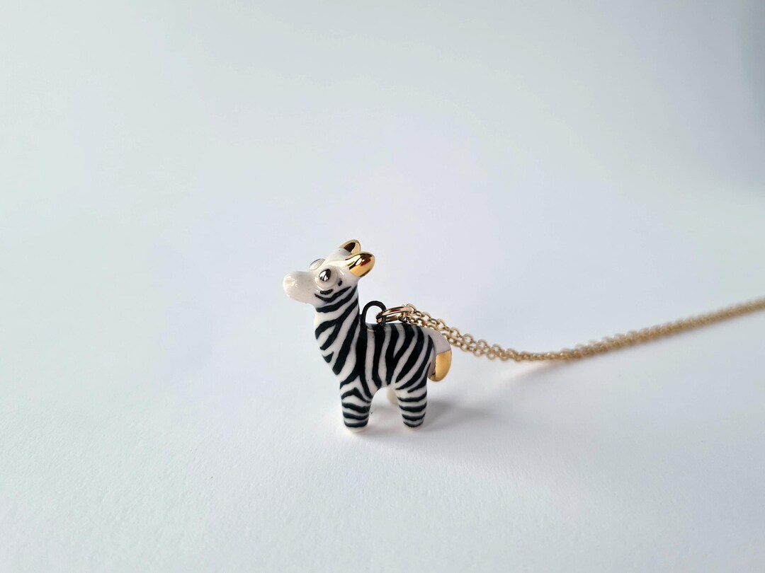 Porcelain Zebra Necklace, Zebra Print Jewelry, Zebra Necklace, Ceramic ...